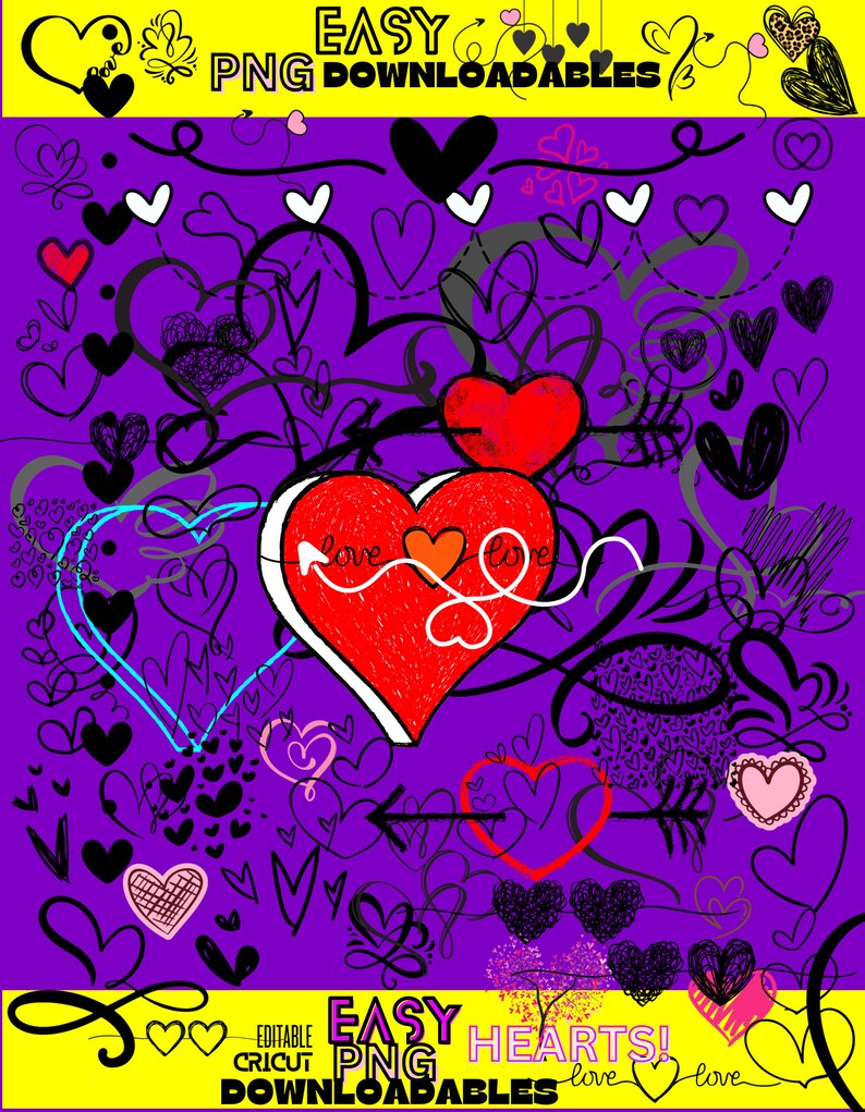 Digital Hearts,lovable Editable Easy PNG Downloadable Adorable Hearts ...