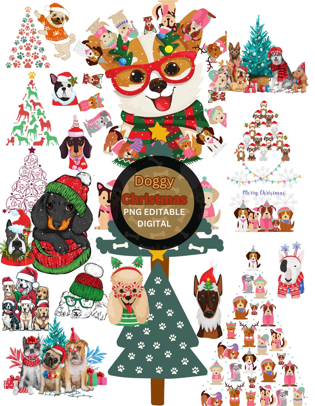 Doggy Christmas Christmas Trees Festive Holiday Merry Christmas - Etsy