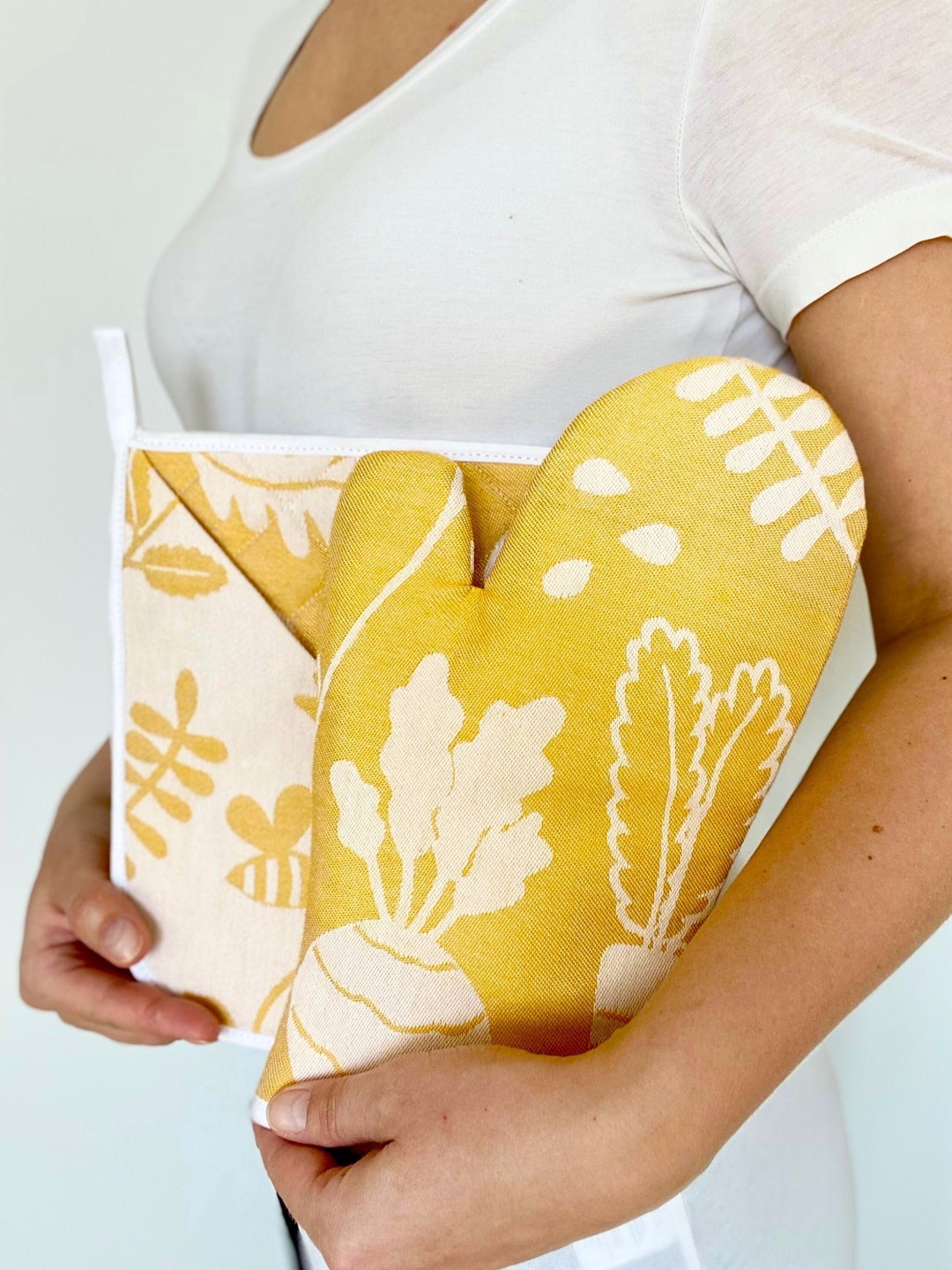 Jacquard Kitchen Glove Yellow Kitchen Mitt Oven Jacquard Mitt Elegant ...