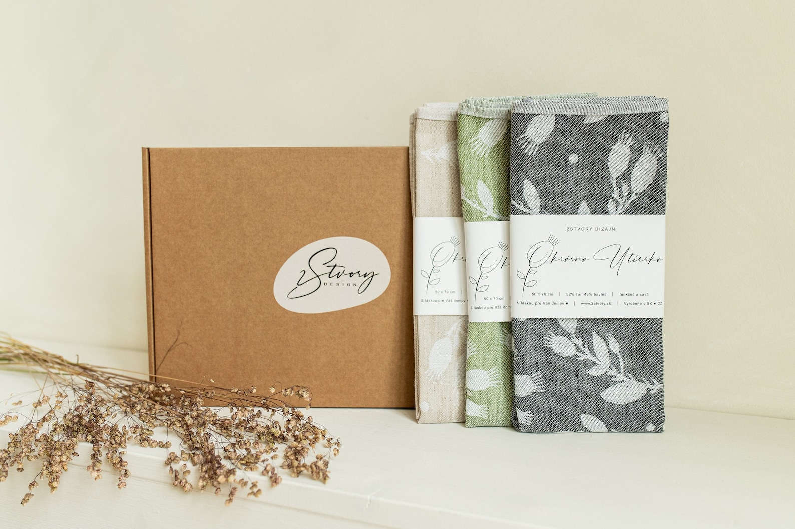 Gift Box 3 Pcs Linen Jacquard Tea Towels Rosehips Tea Towel Box Kitchen ...