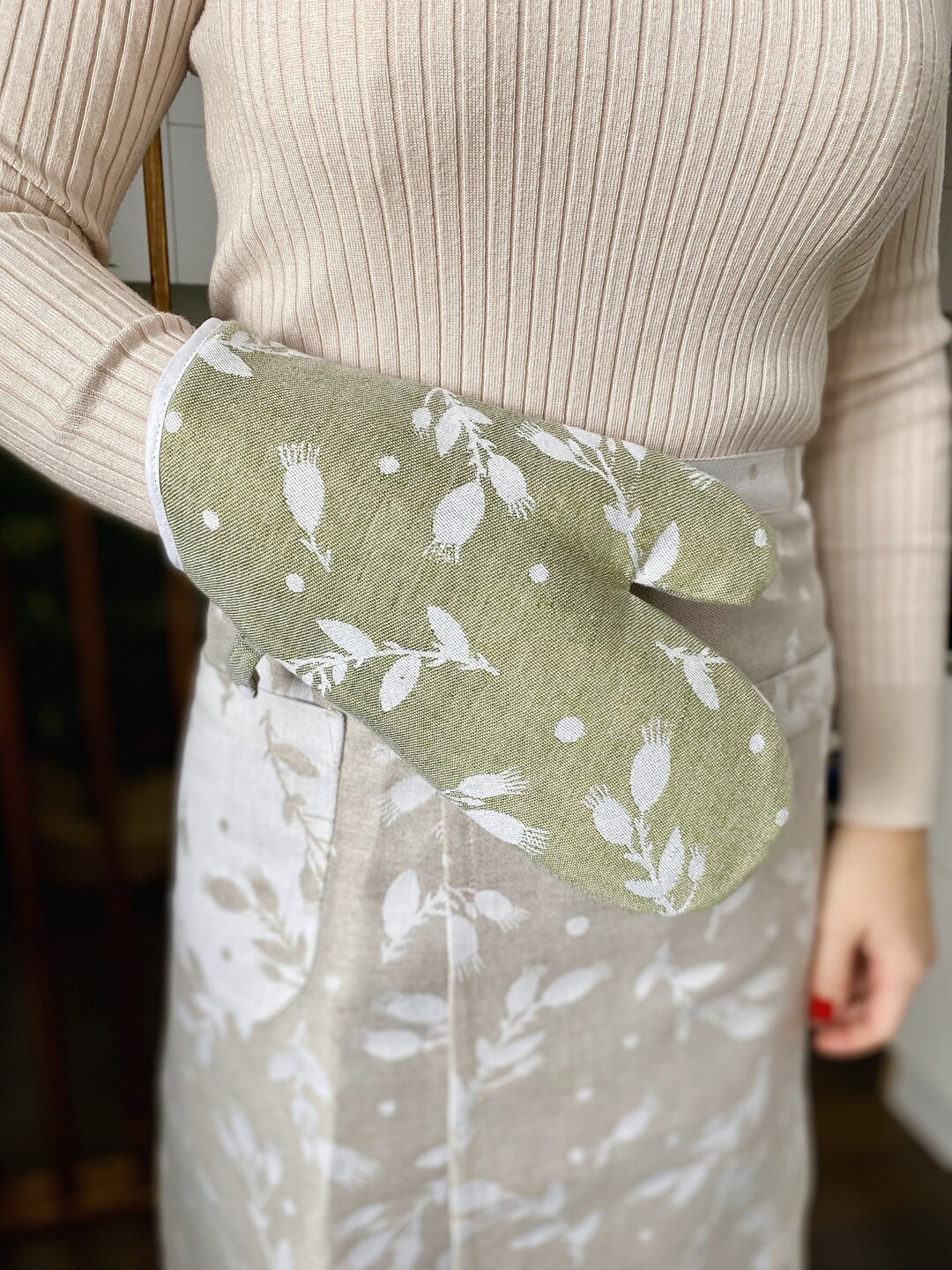 Baking Gift Jacquard Oven Mitten in Various Colors Linen Pot Holder ...