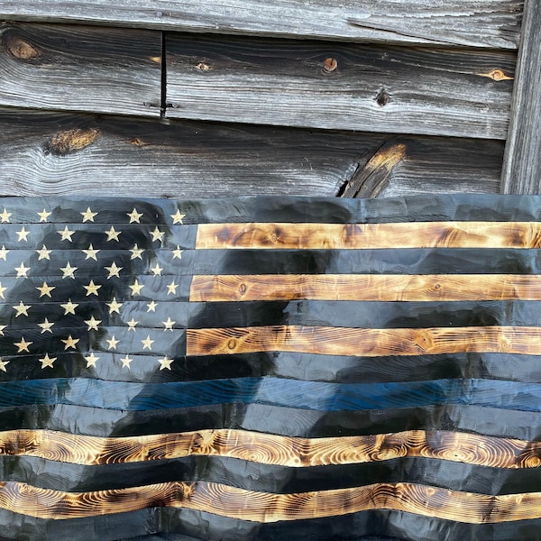 Wooden Thin Blue Line Flag - Etsy