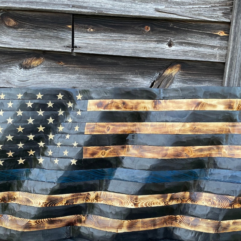 Wooden Thin Blue Line Flag - Etsy