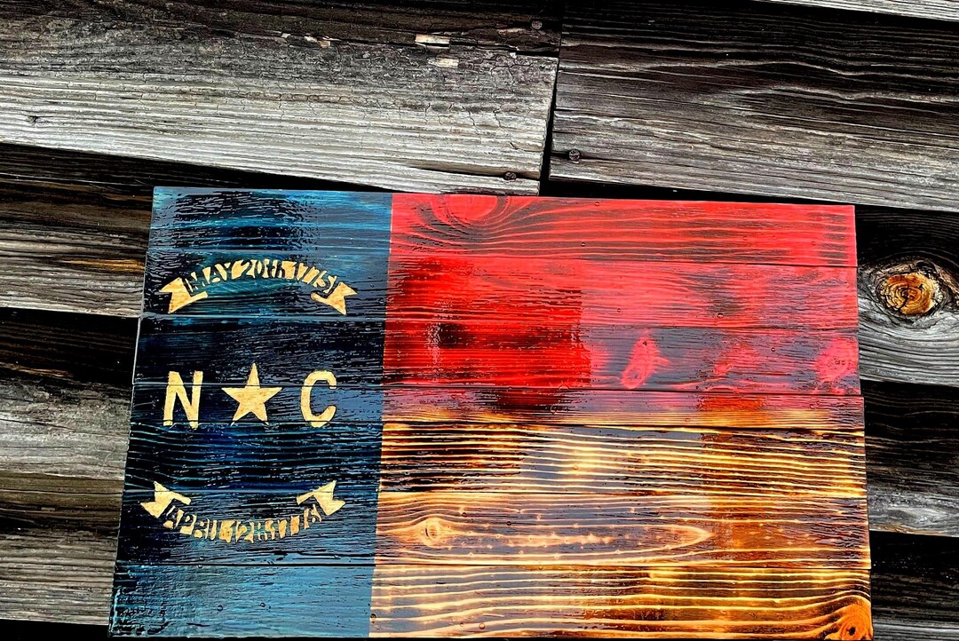 Handcrafted Wooden North Carolina State Flag Wall Art - Etsy
