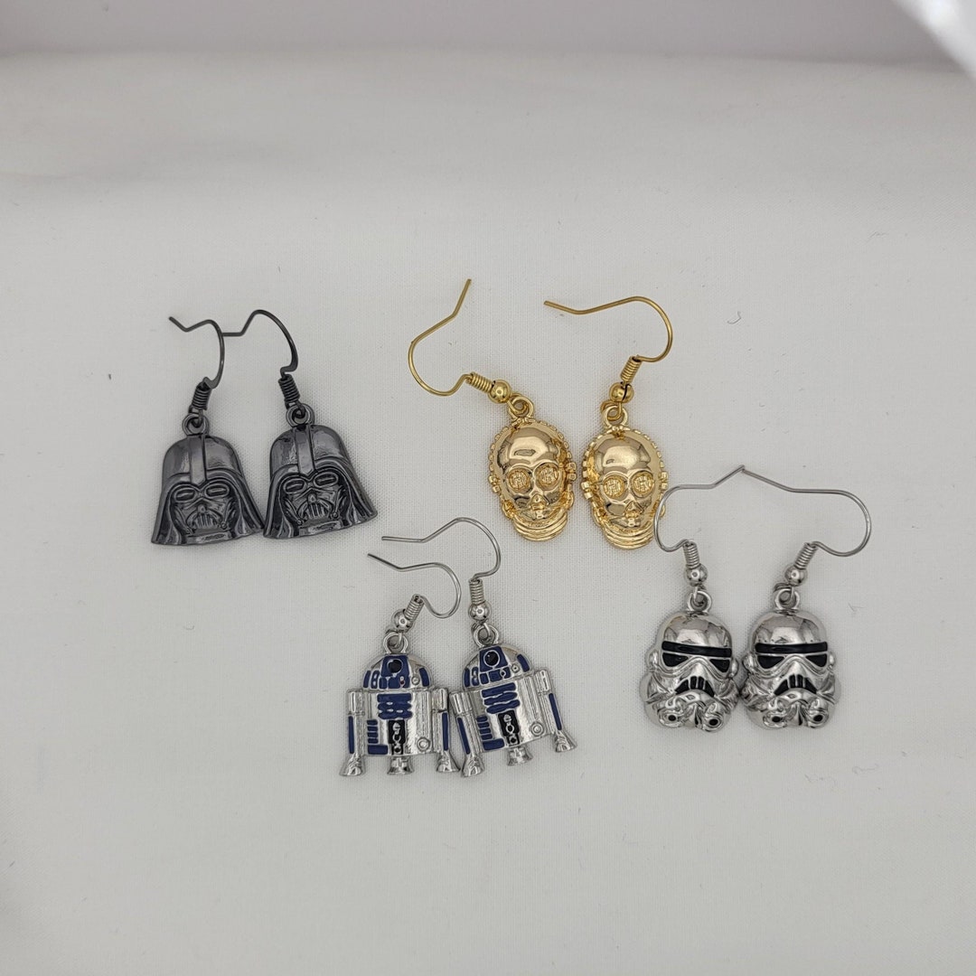 Star Wars Inspired Enamel Drop Earrings, Darth Vader R2D2 Stormtrooper ...