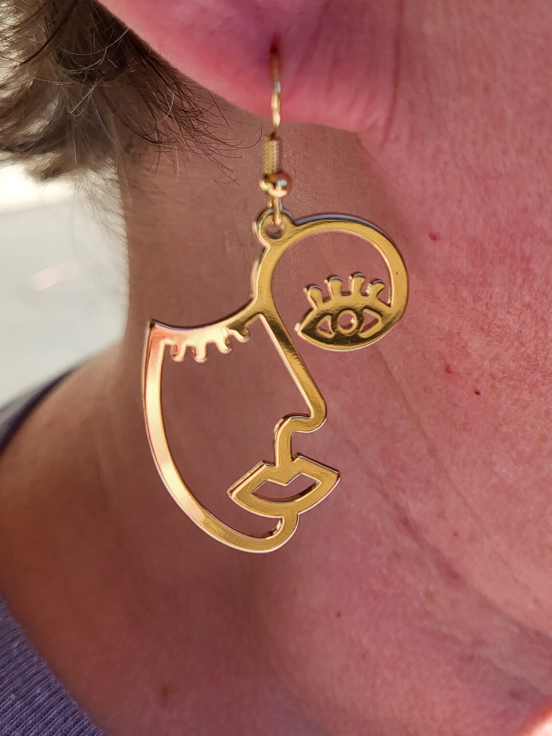 Abstract Face Cutout Drop Earrings for Women Girls Face Outline ...