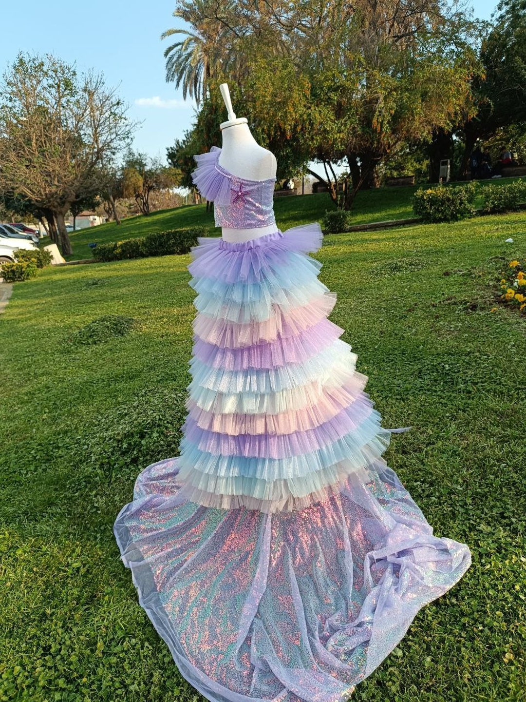 Mermaid Princess Tulle Gown - Girl's Birthday Party Dress With ...