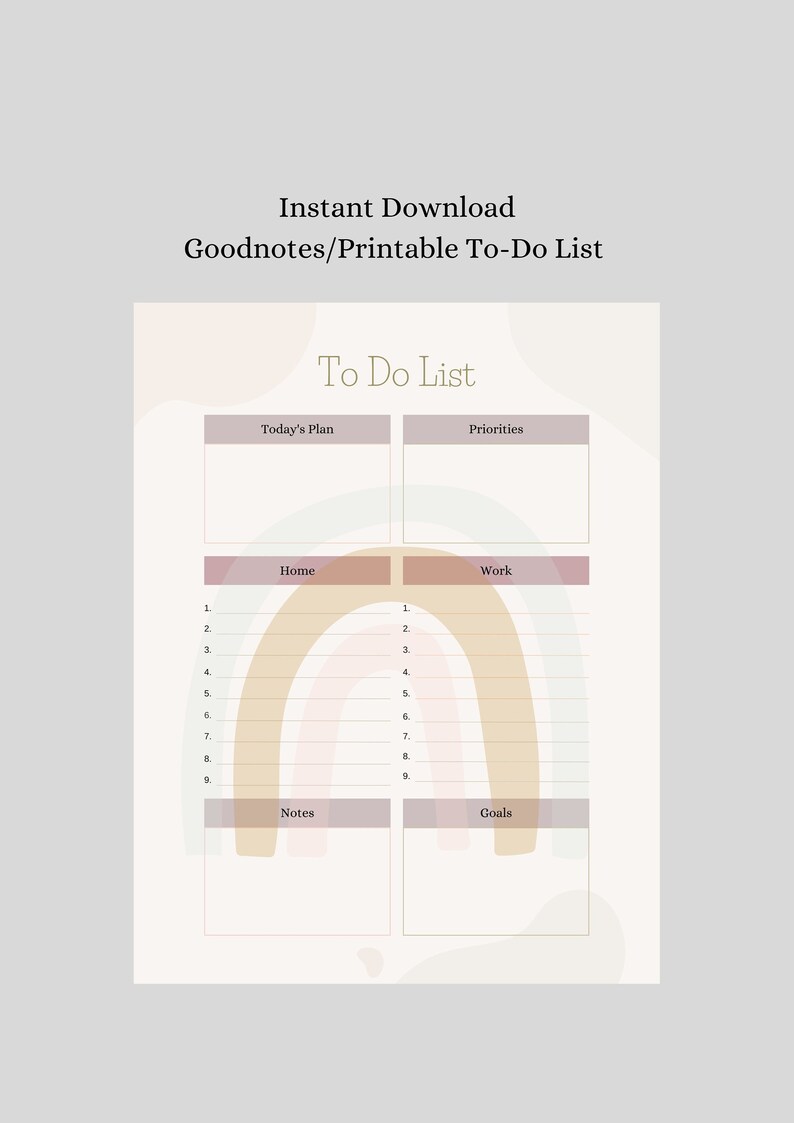 Work From Home to Do List, Printable to Do List, Goodnotes to Do List ...