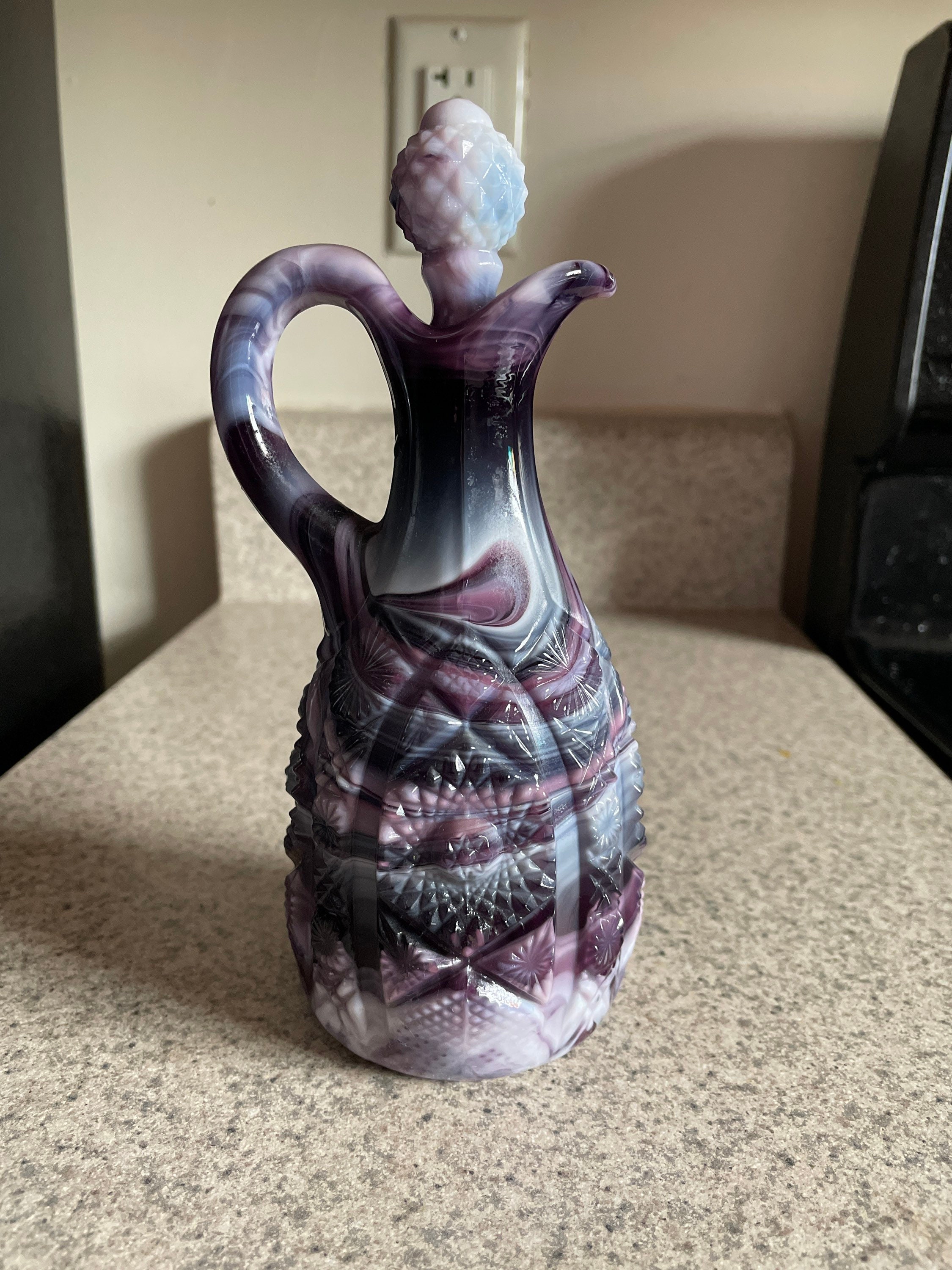 Vintage Imperial Glass Purple Slag Glass Cruet Etsy