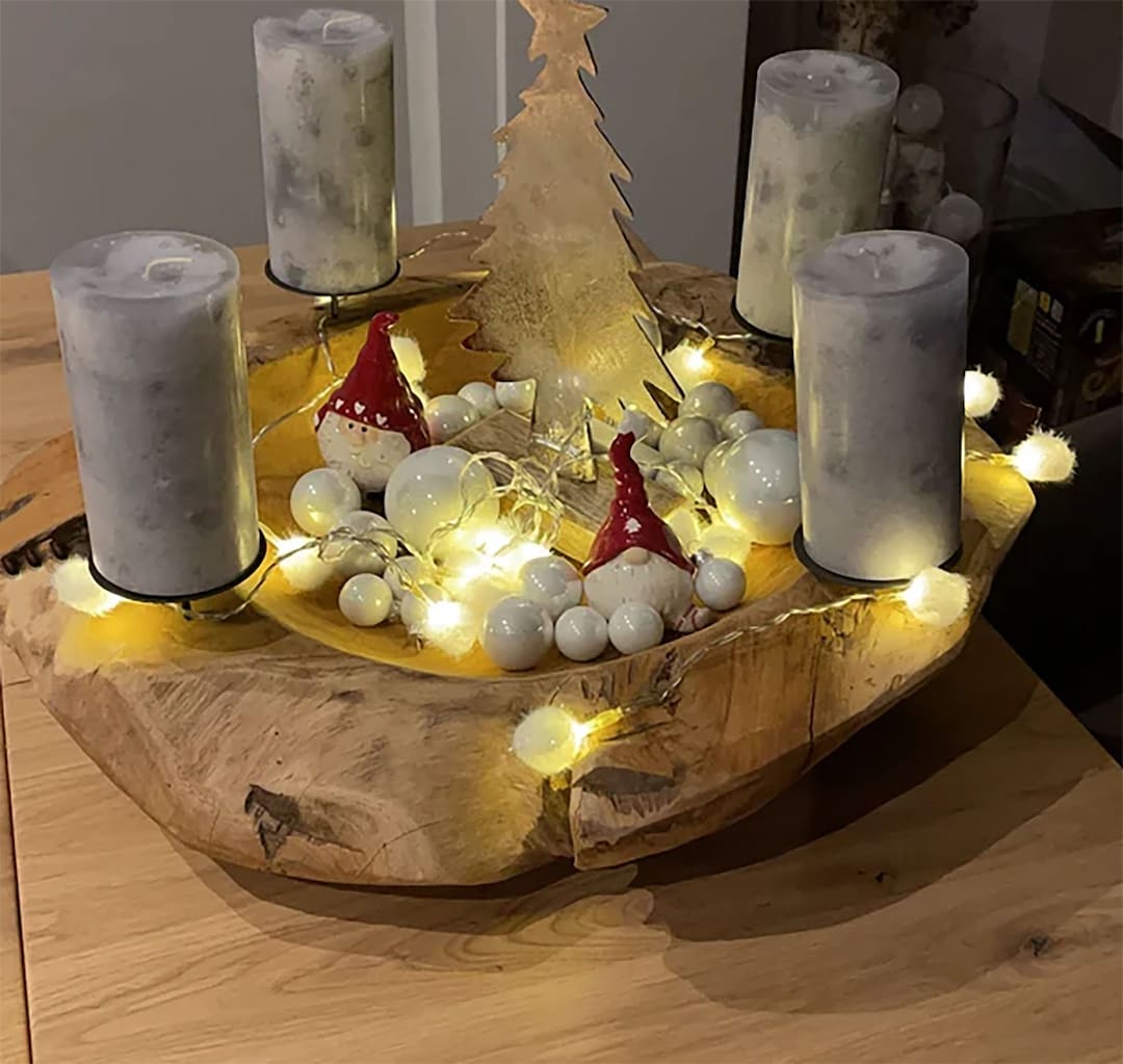 Advent Wreath Wood Advent Wreath Teak Rustic Advent Bowl Advent Bowl ...