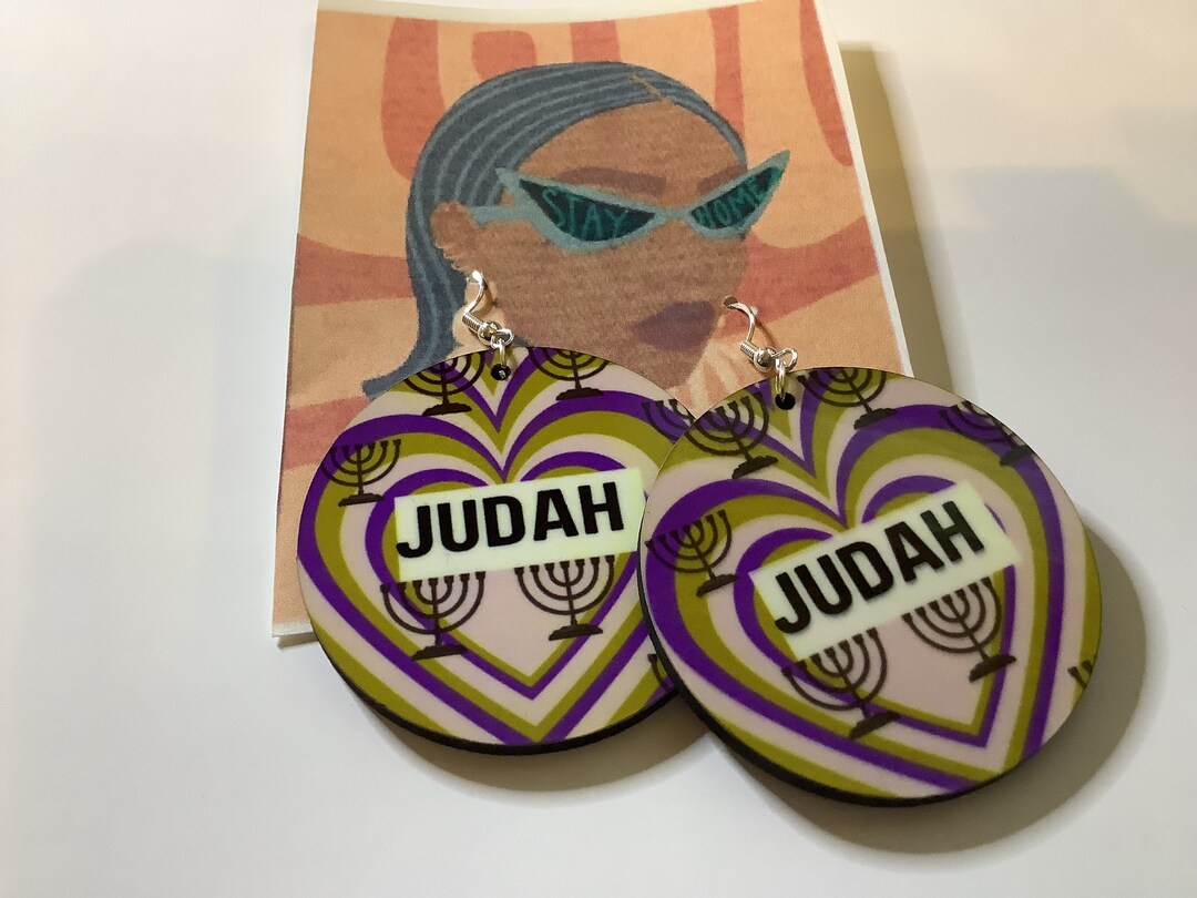 Judah Heart Purple & Gold Earrings - Etsy