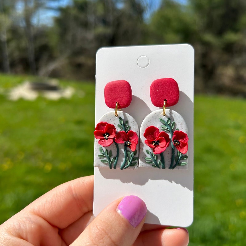 Poppy Clay Earrings - Etsy