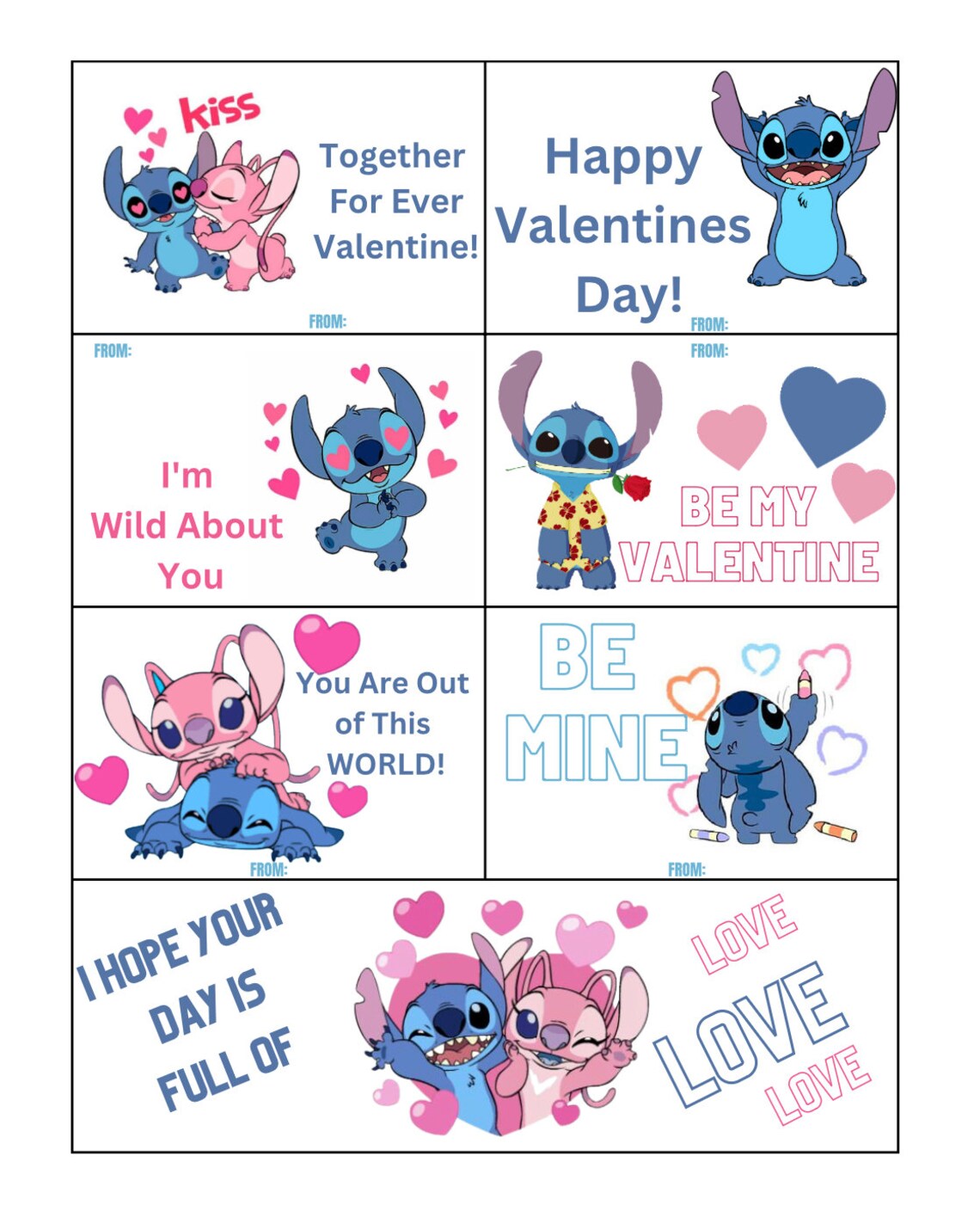 Stitch Valentine's Day Cards - Etsy