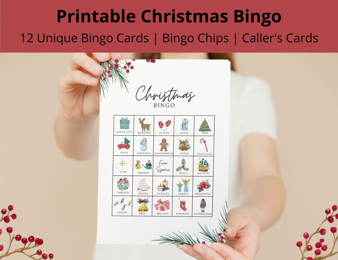 Printable Christmas Bingo Cards Party Game Fun Family Games Holiday ...