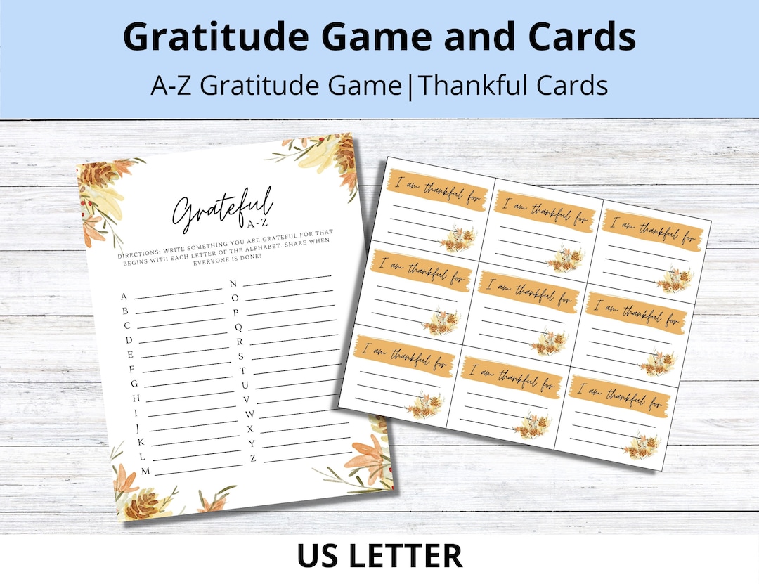 Thanksgiving Game | Gratitude A-Z Activity | Thankful Printable Games ...