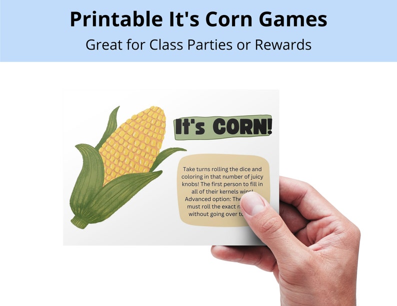 It's Corn Printable Games | 2 Classroom Dice Games | Kids Math Counting ...