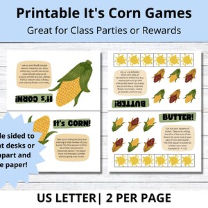 It's Corn Printable Games | 2 Classroom Dice Games | Kids Math Counting ...