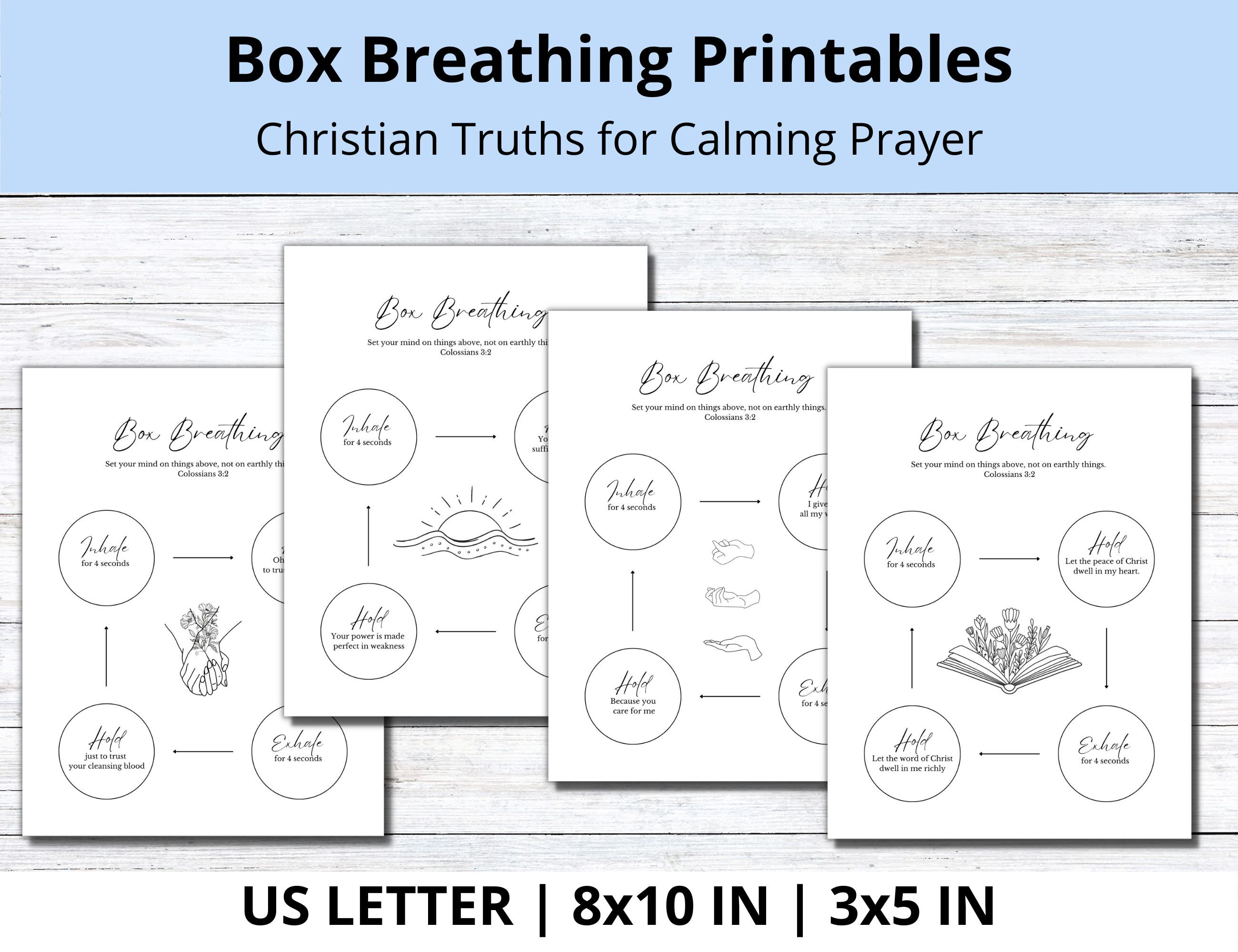 Christian Box Breathing Poster and Cards | Biblical Scripture ...
