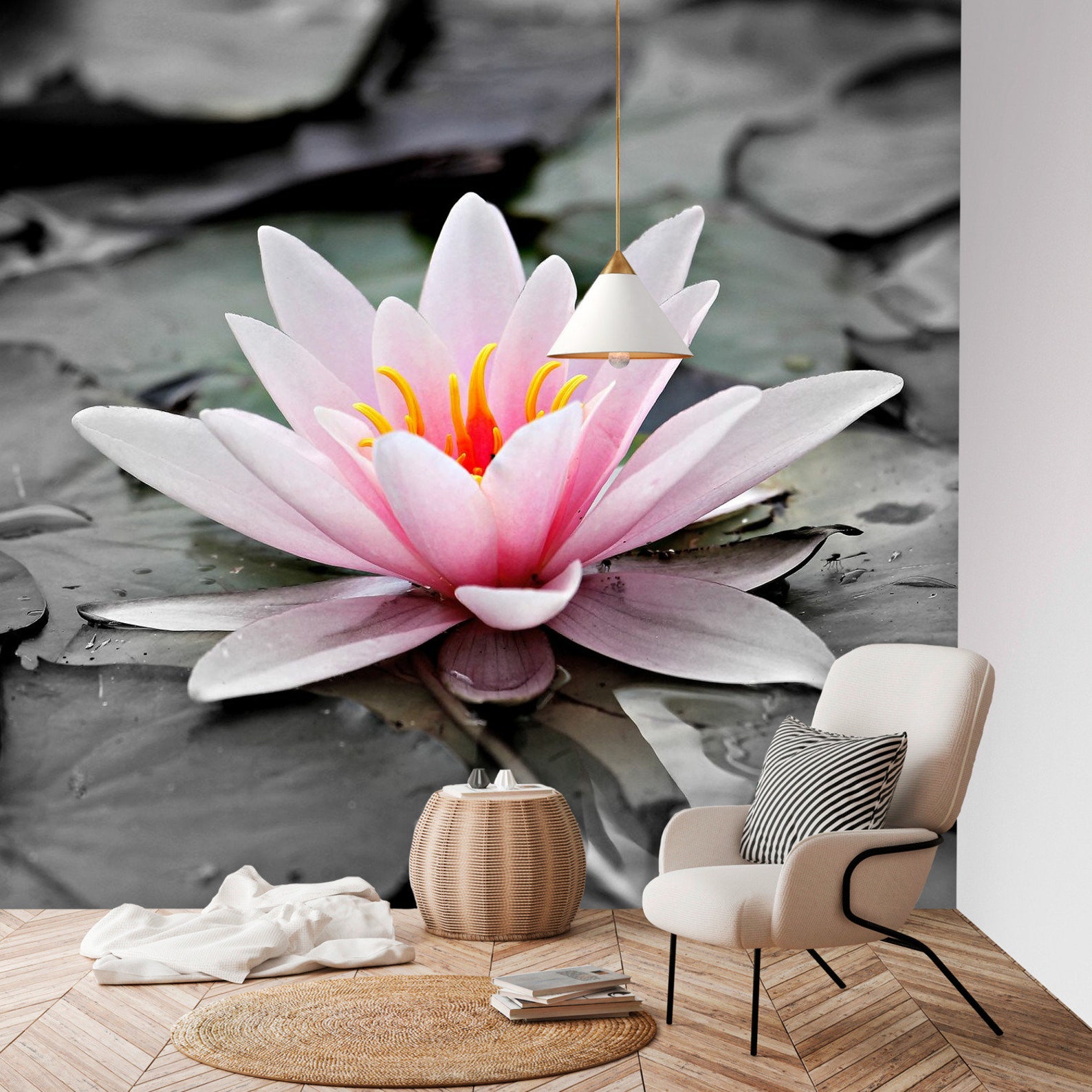 Modern Lotus Wall Mural - Etsy