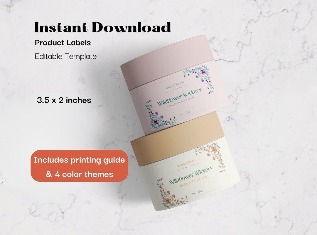 Simple Floral Product Label Sticker Template Flowers Custom - Etsy