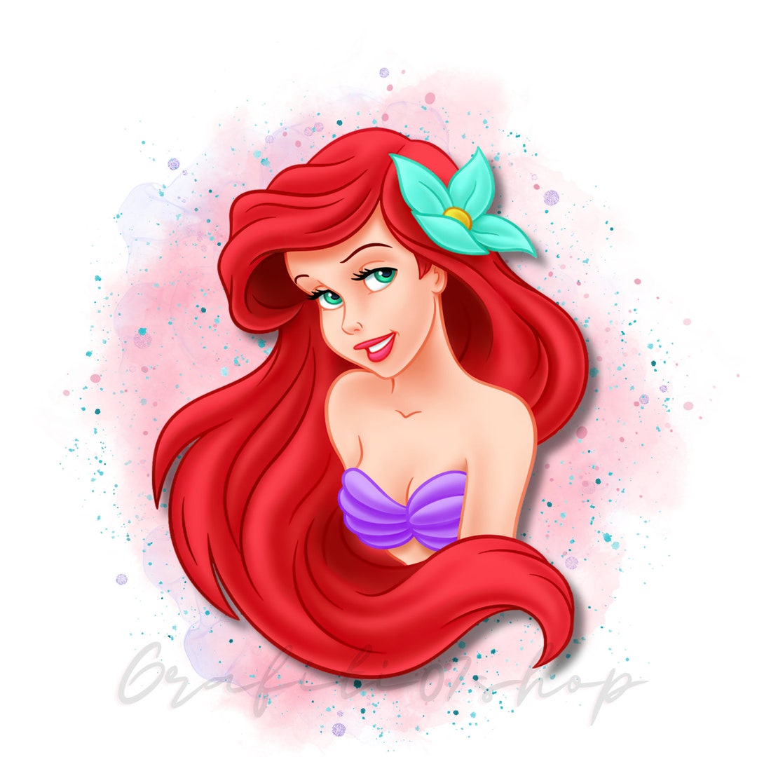 The Little Mermaid, Princess Ariel Png, Watercolor Design, Transparent ...