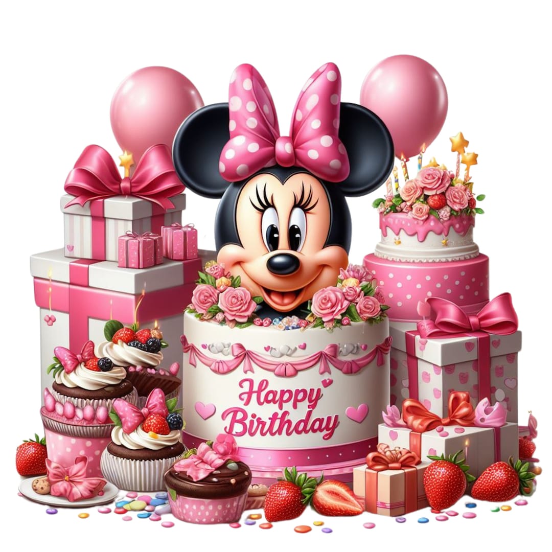 Minnie Mouse Clipart, Birthday Themed Minnie Design, Minnie Mouse Png ...