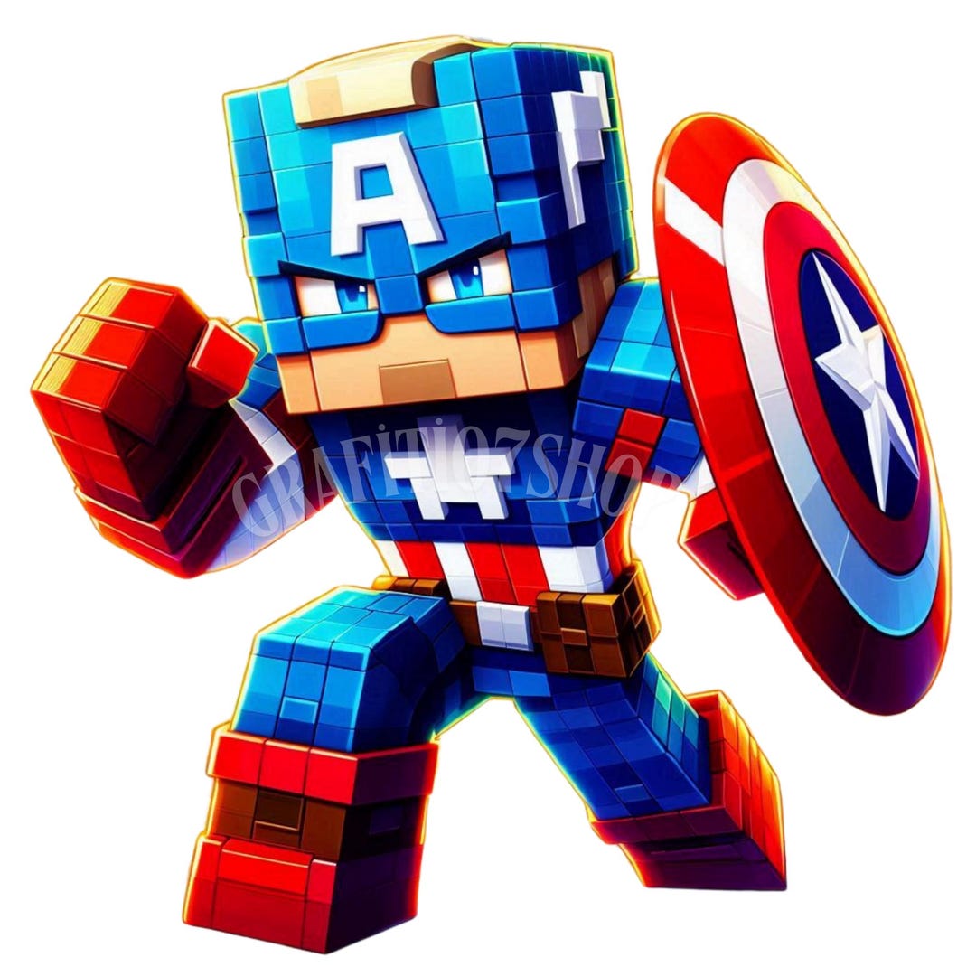 Captain America, Pixel Art Design, Png File, Captain America Clipart ...