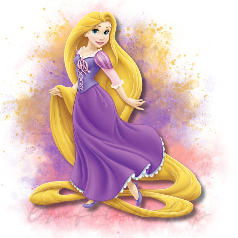 Rapunzel Watercolor Design, Princess Rapunzel Clipart, Princess ...