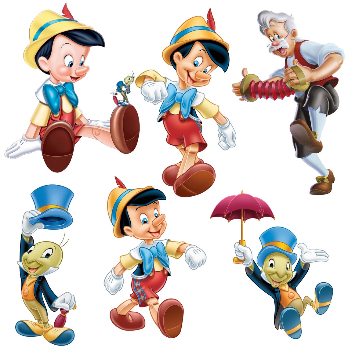 Pinocchio Png Bundle, Pinocchio Clipart, Jiminy Cricket Png, Geppetto ...
