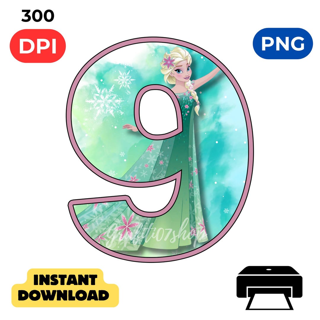 Elsa, Printable Elsa Themed Numbers, 9 Number, Ready to Print and ...