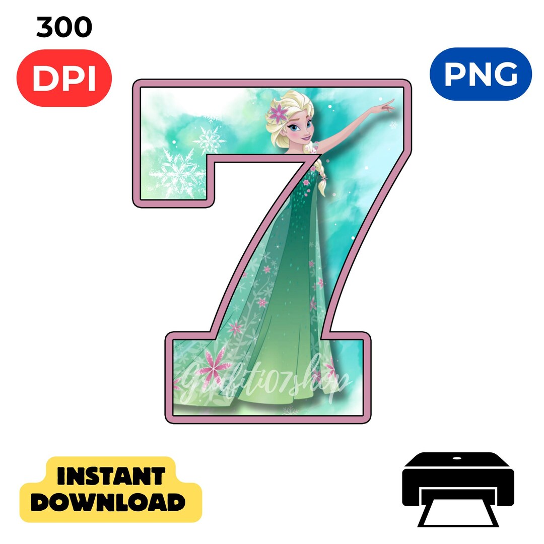 Elsa, Printable Elsa Themed Numbers, 7 Number, Ready to Print and ...
