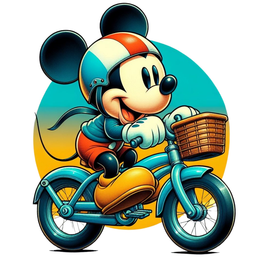 Mickey Mouse Png, Transparent Background, Bike Png, Mickey Mouse Rides a Bike, Sublimation Image ...