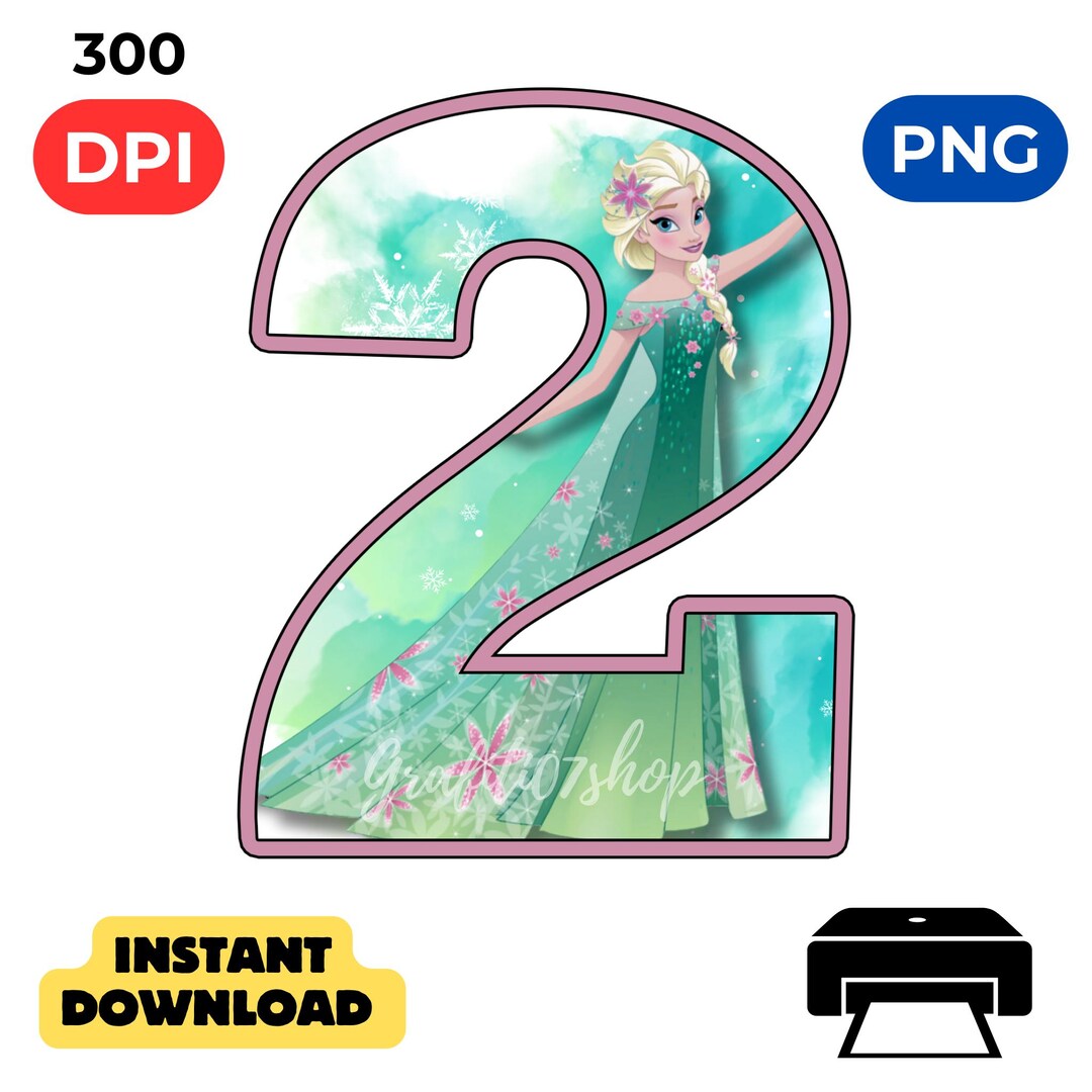 Elsa, Printable Elsa Themed Numbers, 2 Number, Ready to Print and ...