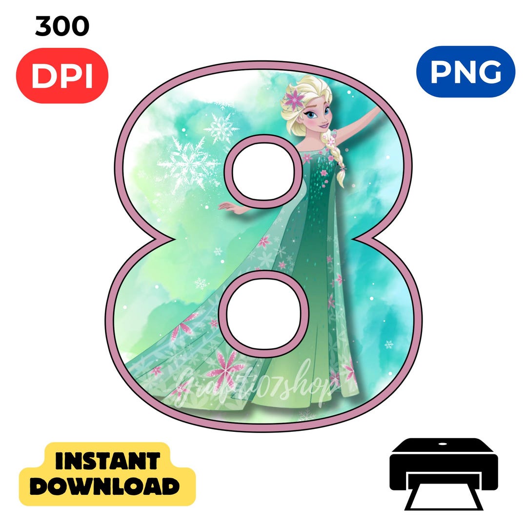 Elsa, Printable Elsa Themed Numbers, 8 Number, Ready to Print and ...