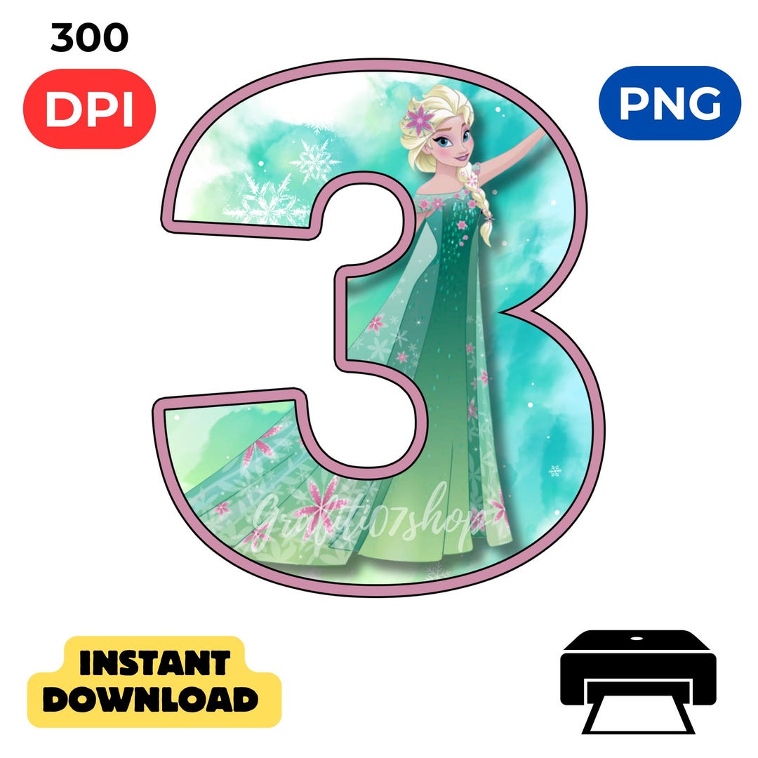 Elsa, Printable Elsa Themed Numbers, 3 Number, Ready to Print and ...