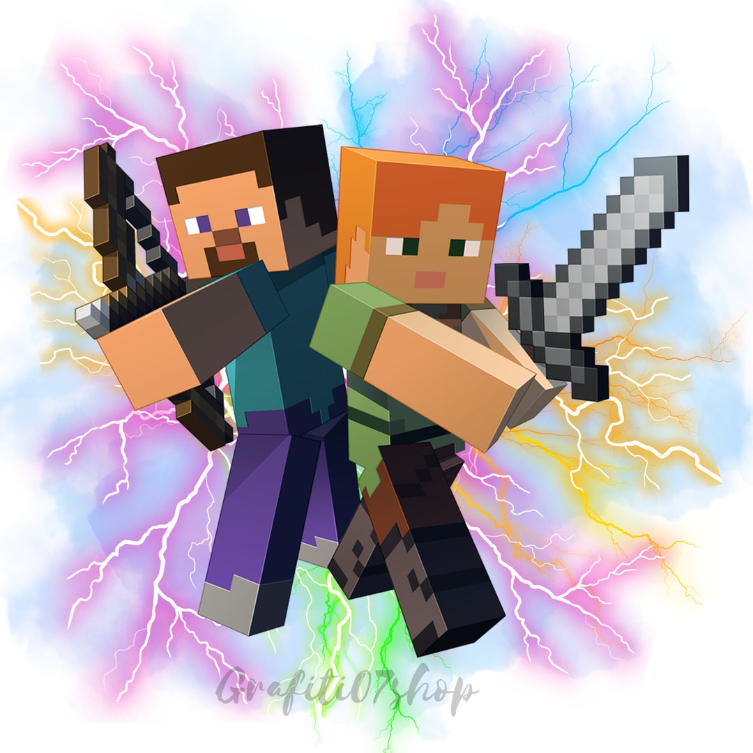 Minecraft Watercolor Design Gaming Png Minecraft Clipart - Etsy