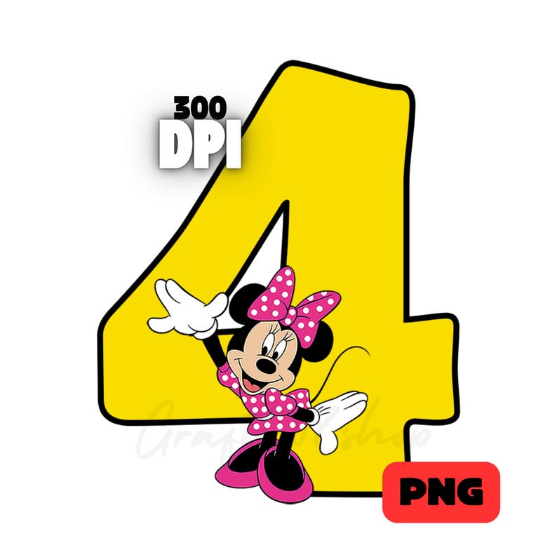 Minnie Mouse Printable Minnie Font Four 4 Birthday Cake Decoration ...