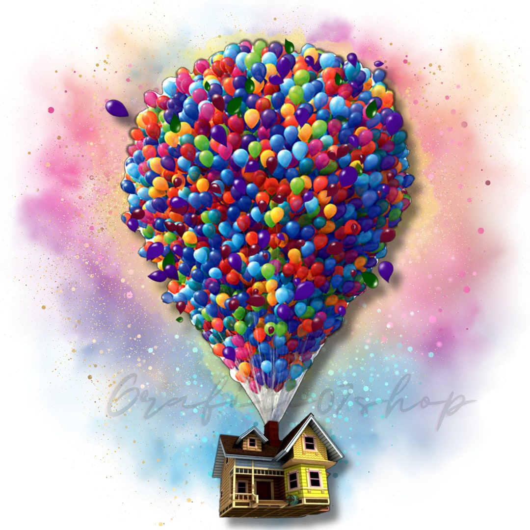 Up Movie, Watercolor Design, up Movie, Balloon House Png, Balloon House ...