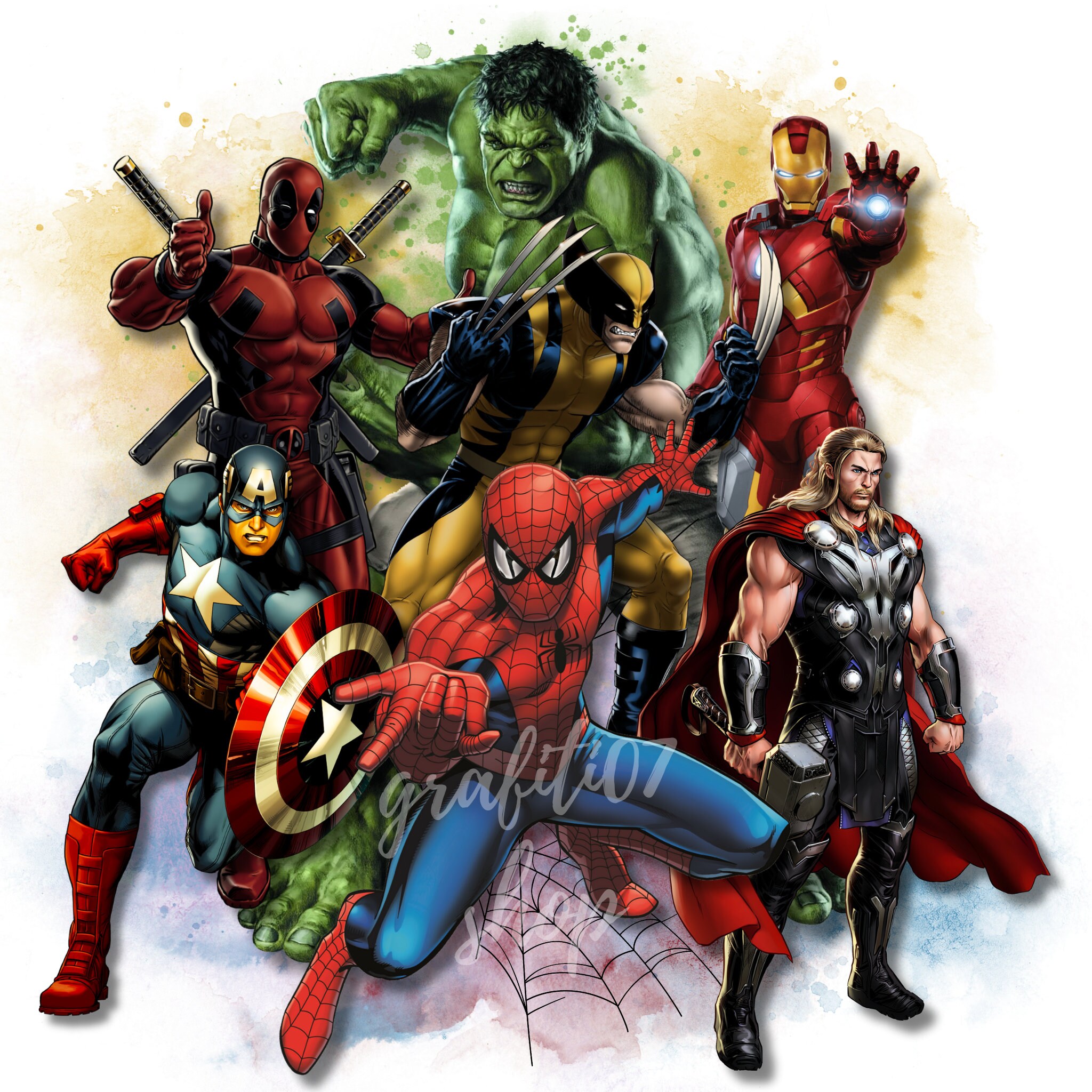 Avengers Clipart Design, Superheroes Clipart, Spiderman Png, Wolverine ...