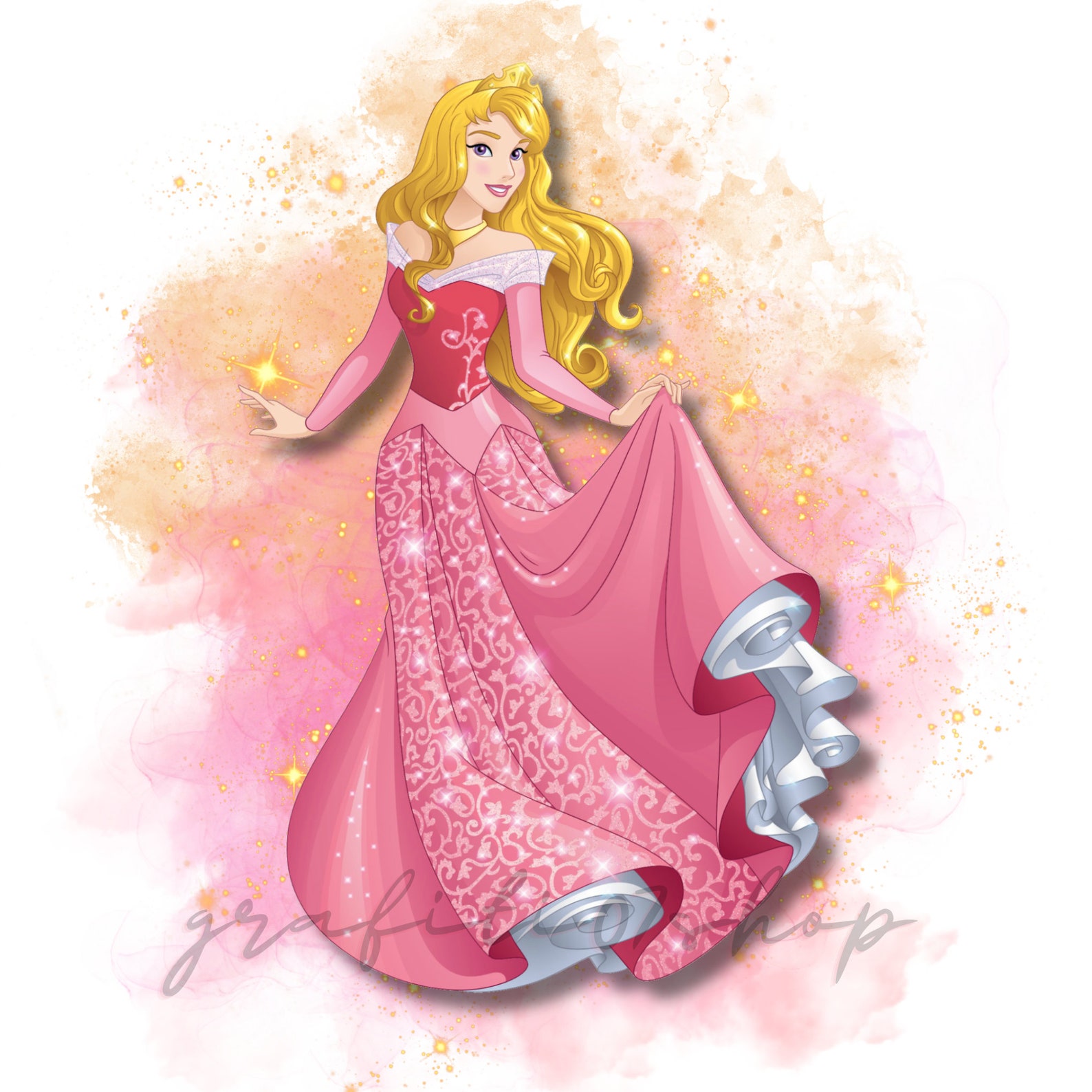 Princess Aurora Watercolor Design, Princess Aurora Clipart, Aurora ...