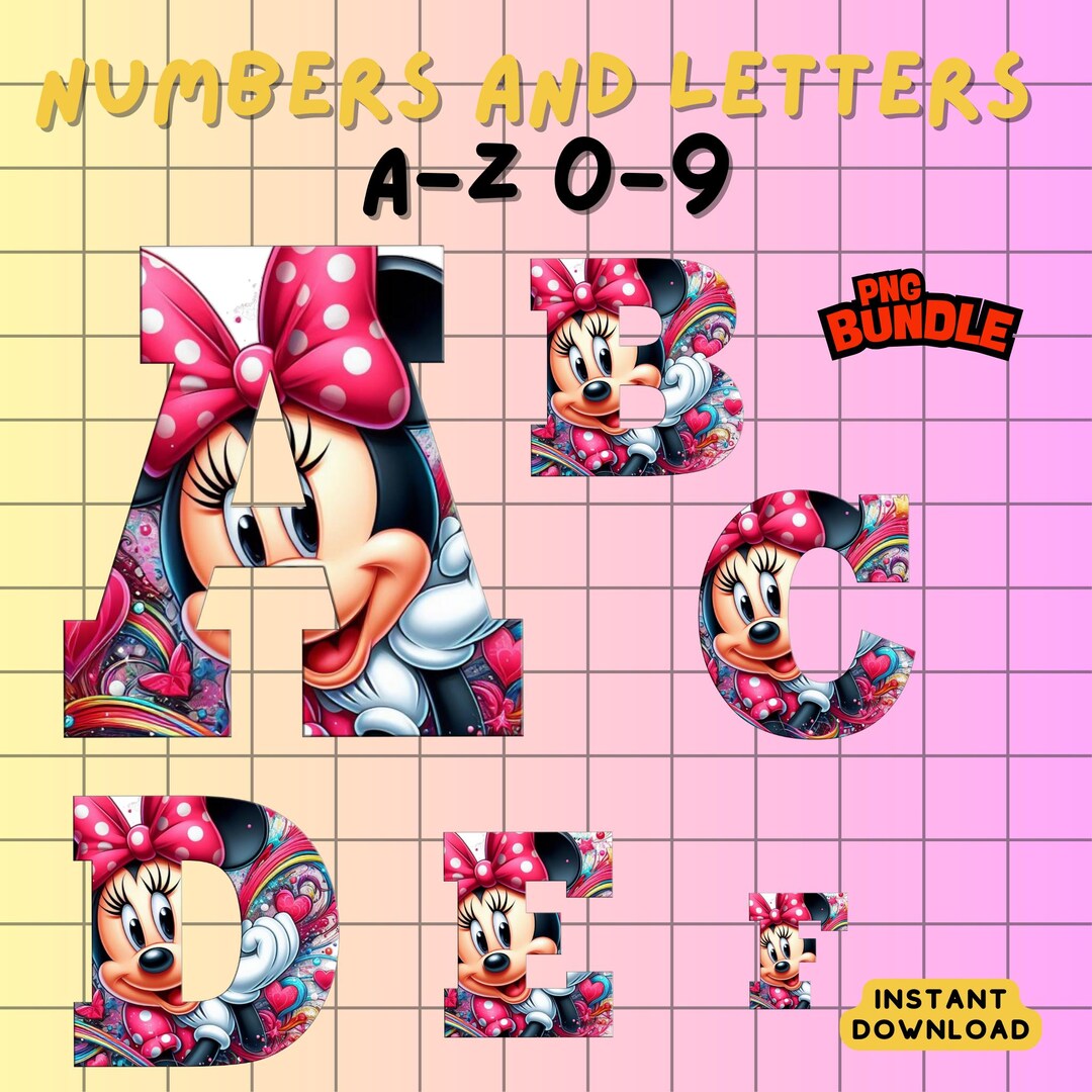 Minnie Mouse Themed Alphabet Minnie Letters Minnie Mouse Font 36 Png ...