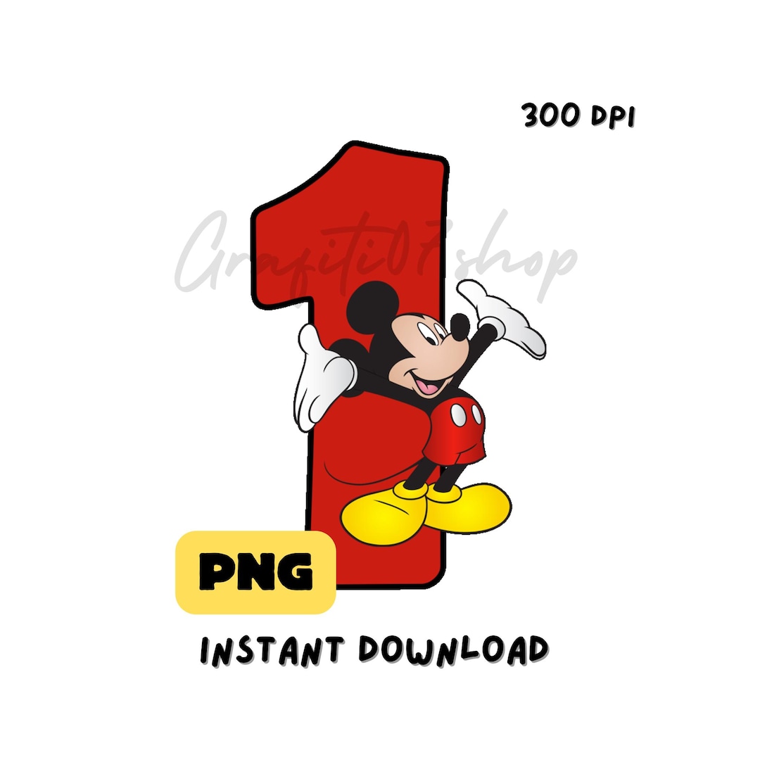 Mickey Mouse Printable Mickey Font One 1 Birthday Cake Decoration ...