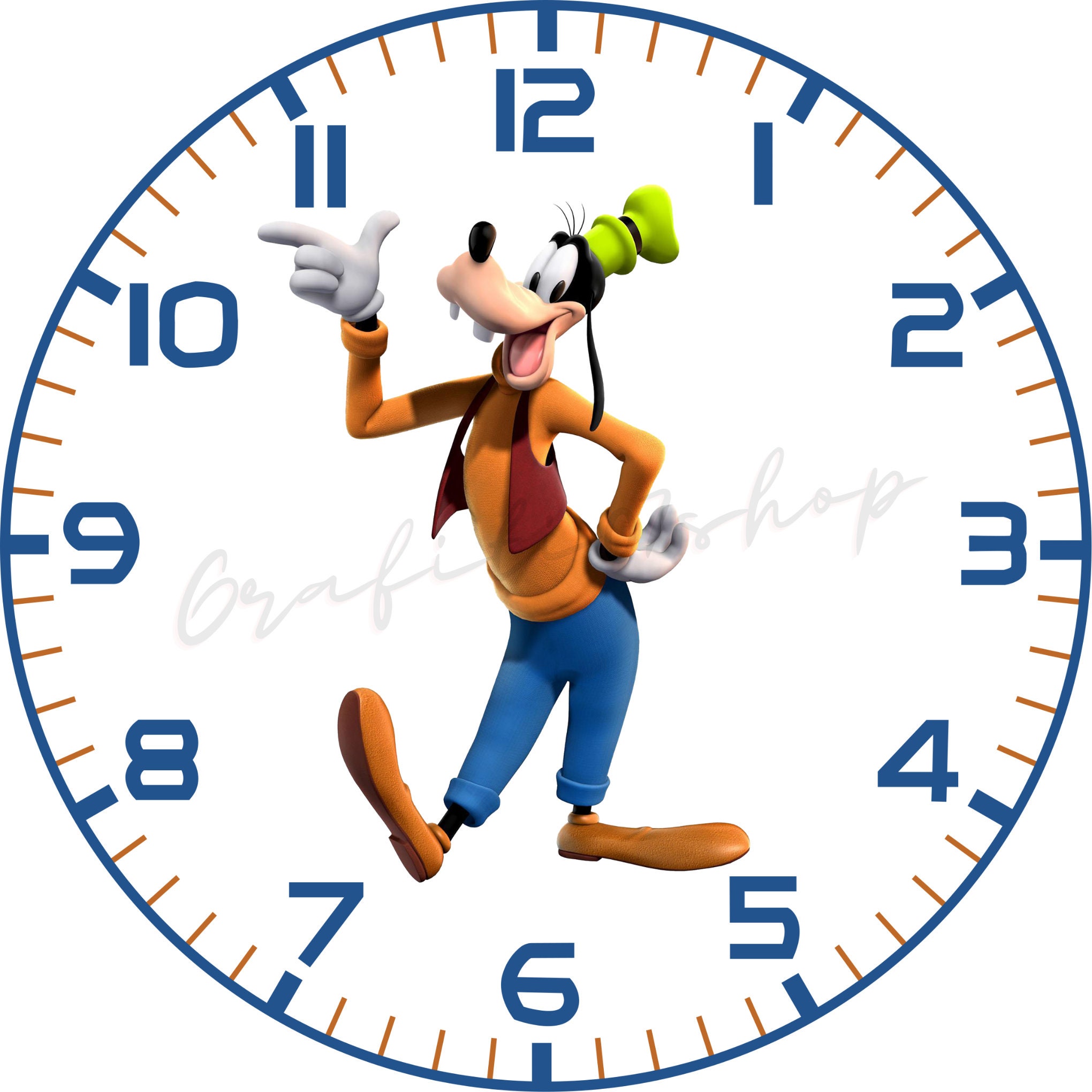 Goofy Themed Wall Clock, Goofy Clipart, Printable Wall Clock Design ...