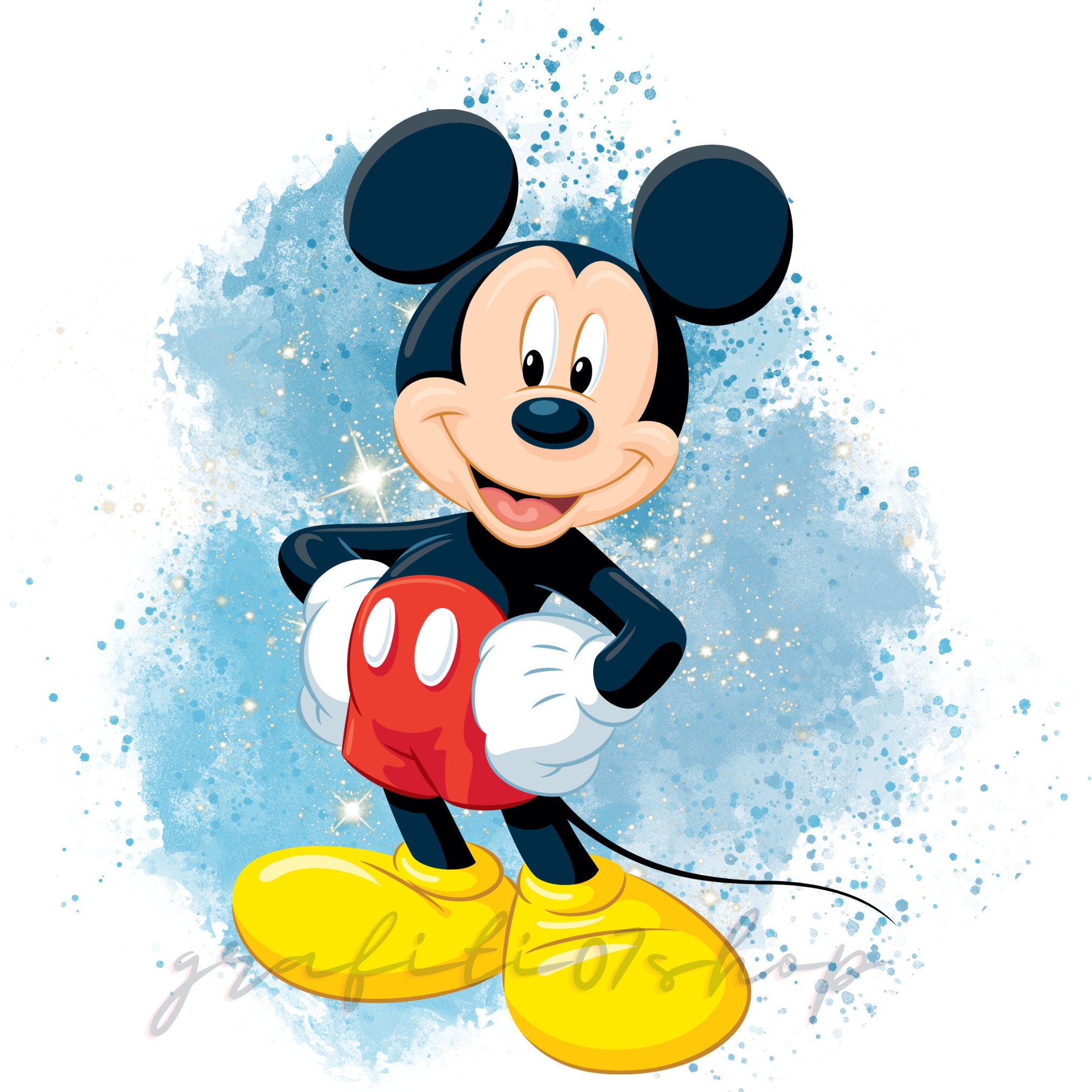 Mickey Mouse Watercolor Design, Mickey Mouse Clipart, Mickey Mouse ...