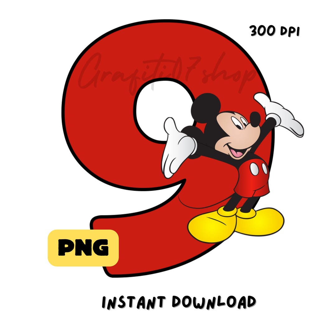 Mickey Mouse Printable Mickey Font Nine 9 Birthday Cake Decoration ...