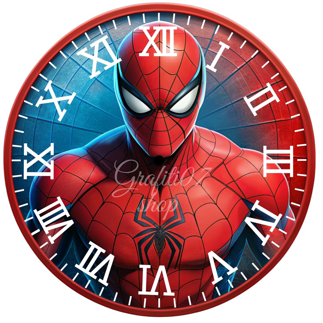 Spiderman Themed Wall Clock, Superhero, Avengers, Wall Clock, Clock Png ...