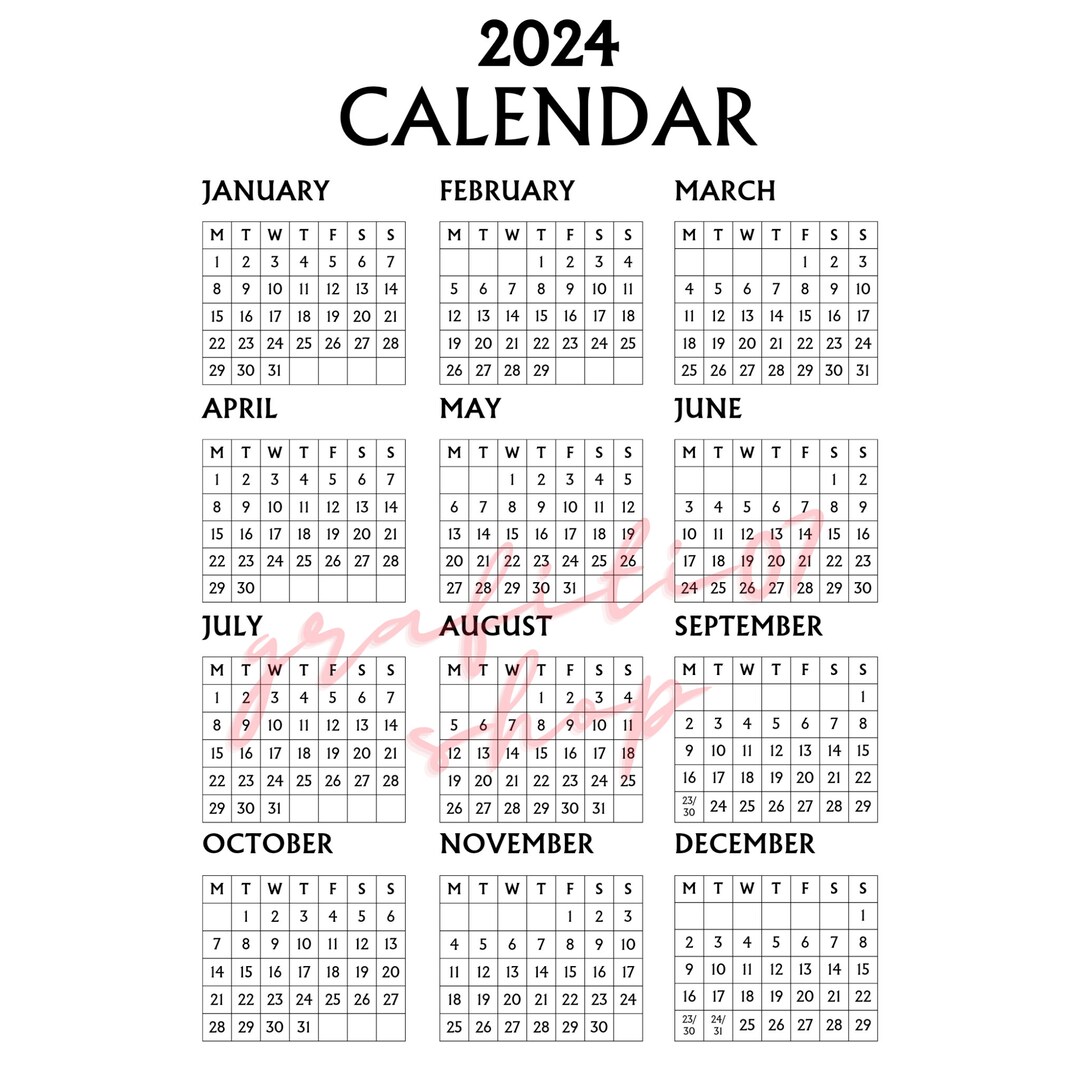 New Year Calendar, Calendar Png, 2024 Calendar, 2024 Png, Yearly ...