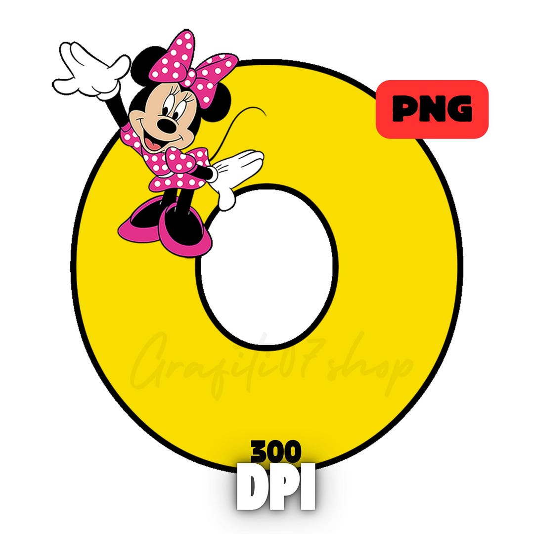 Minnie Mouse Printable Minnie Font Zero 0 Birthday Cake Decoration ...