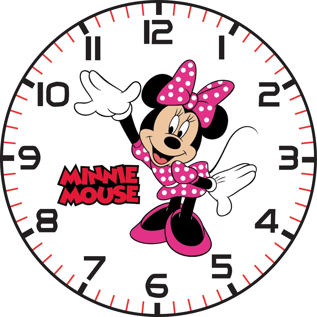 Minnie Mouse Themed Wall Clock, Minnie Mouse Clipart, Wall Clock Design ...