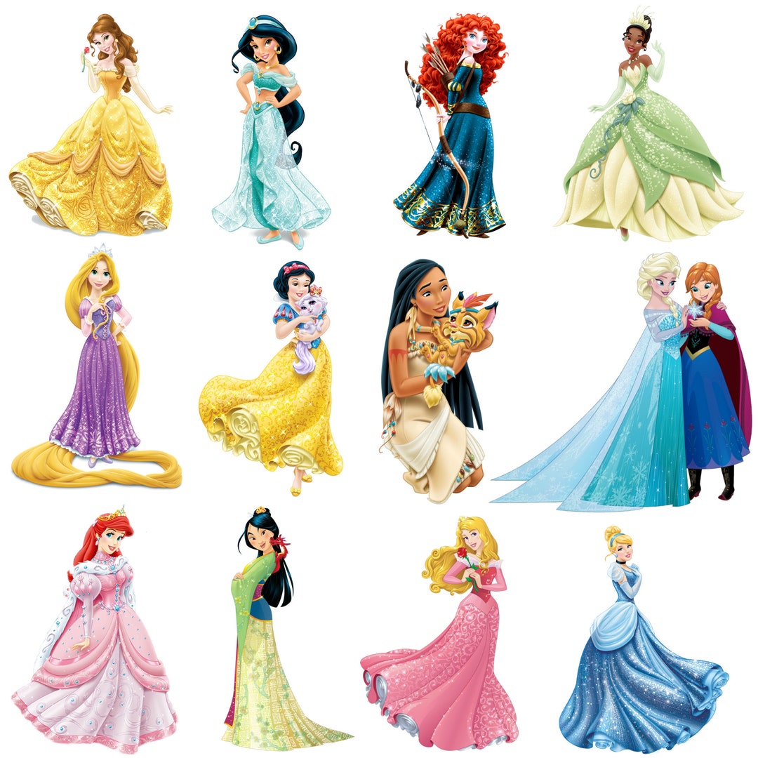 Princess Png Bundle, Princess Tiana, Princess Elsa, Princess Ariel ...
